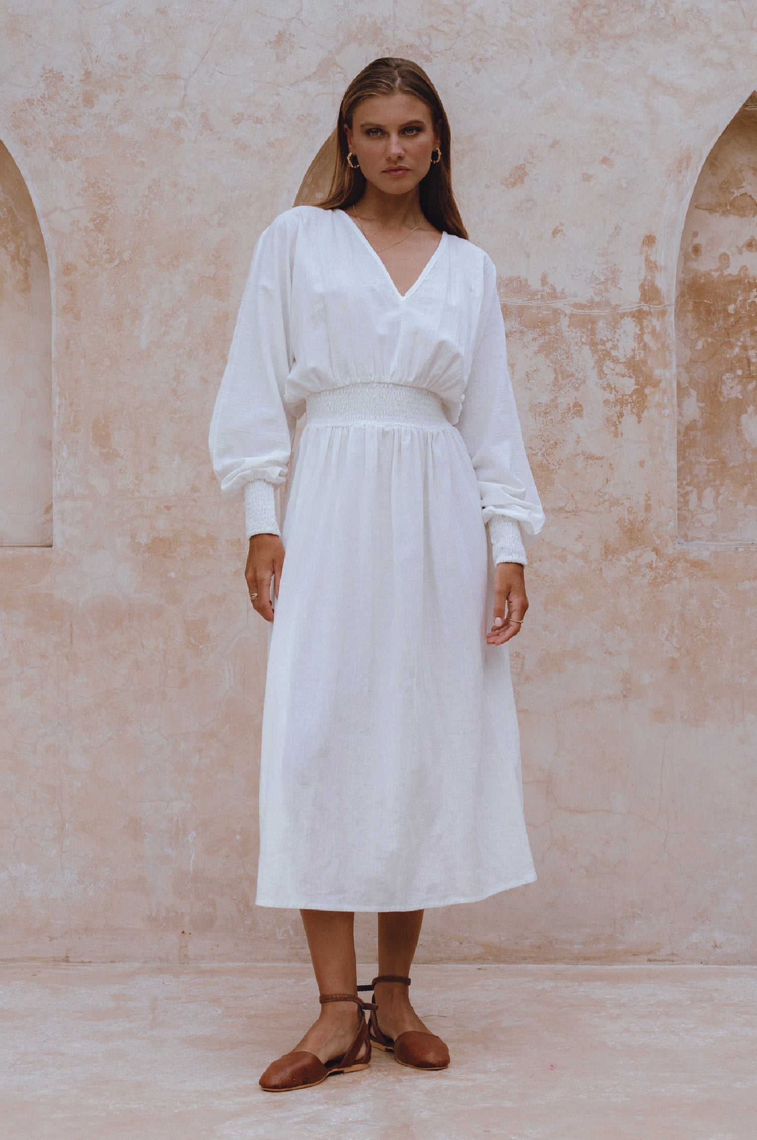 Carla. Long Sleeve Linen Dress – Bali Lane